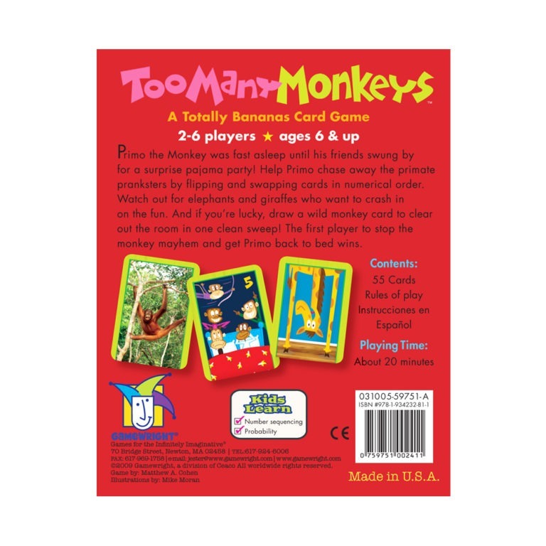 Too Many Monkeys Card Game - Fun Learning